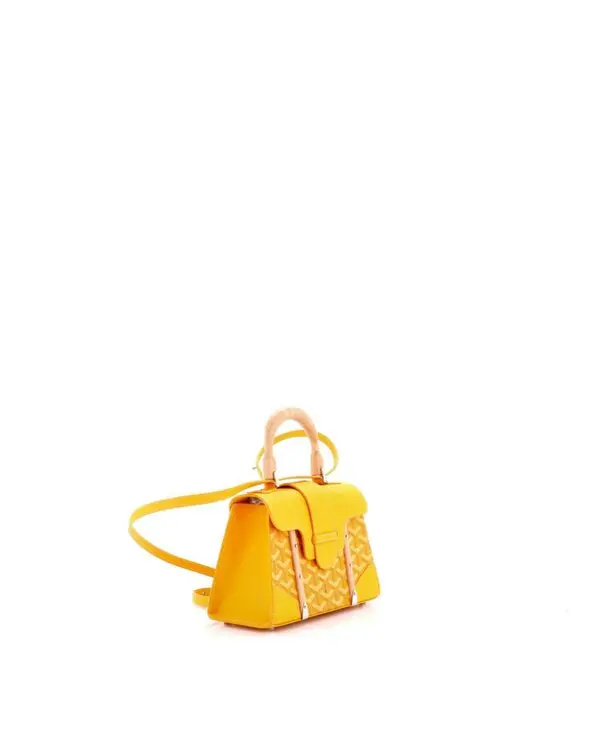 Goyard Structured Saigon Top Handle Bag Coated Canvas With Leather - Yellow