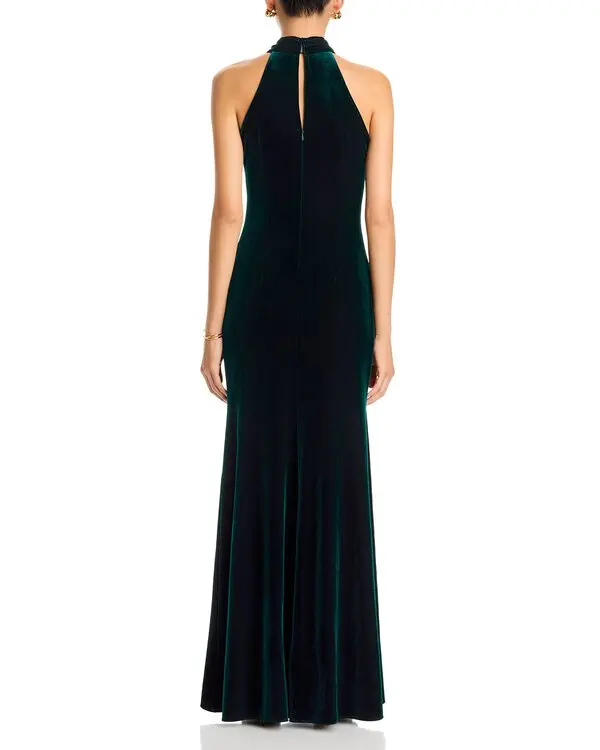 Aqua Velvet Knot Neck Sheath Dress Exclusive - Hunter