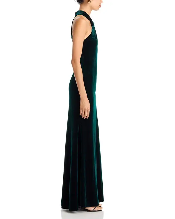 Aqua Velvet Knot Neck Sheath Dress Exclusive - Hunter