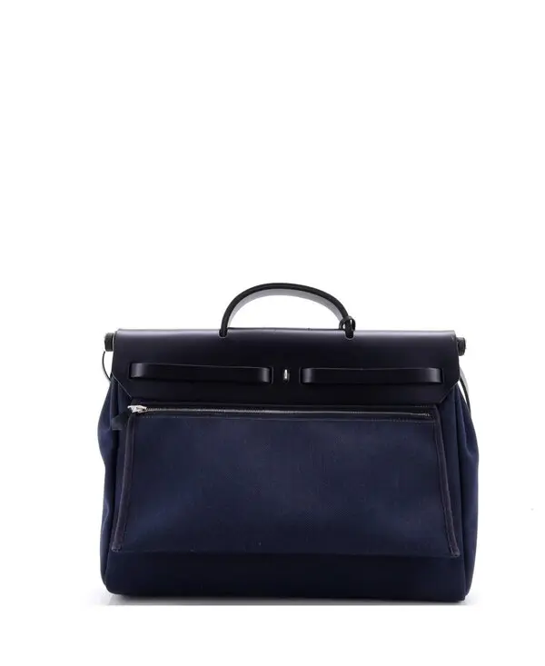Hermès 39 Herbag Zip Leather And Toile - Blue