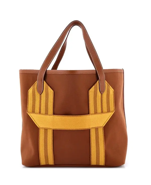 Hermès Pursangle Tote Canvas With Leather - Brown