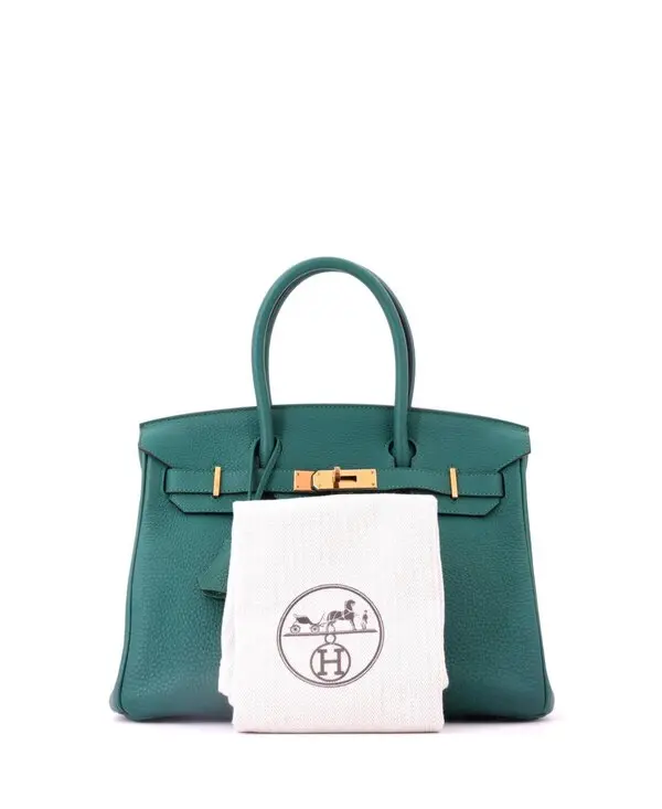 Hermès Birkin 30 Handbag Green Togo With Gold Hardware - Malachite