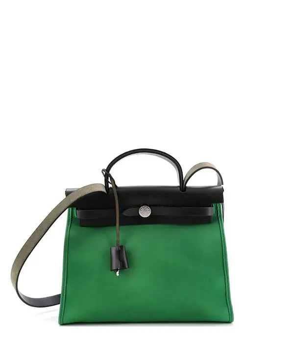 Hermès 31 Herbag Zip Leather And Toile - Green
