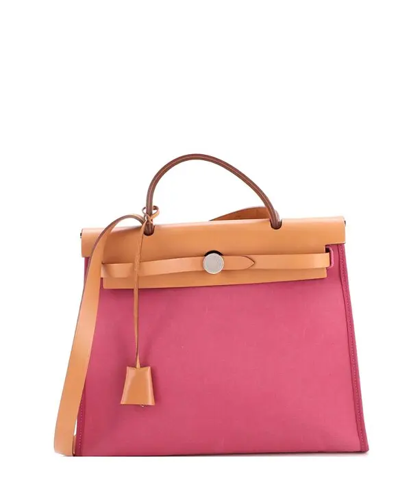 Hermès 31 Herbag Zip Leather And Toile - Pink