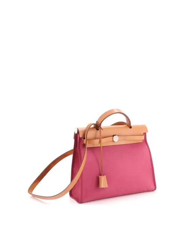 Hermès 31 Herbag Zip Leather And Toile - Pink