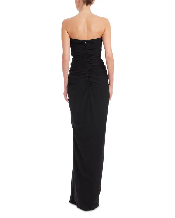 Badgley Mischka Floral Embellished Velvet Evening Gown