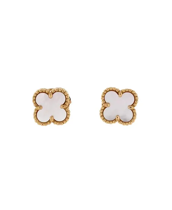 VAN CLEEF & ARPELS Sweet Alhambra Stud Earrings 18k And Mother Of Pearl - Gold
