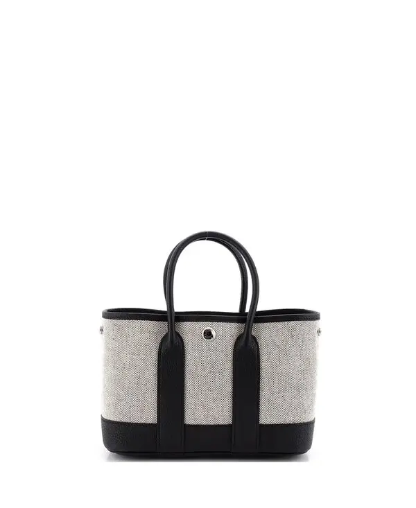 Hermès Neo Garden 23 Canvas & Leather Logo Engraved Hardware Tote - Black