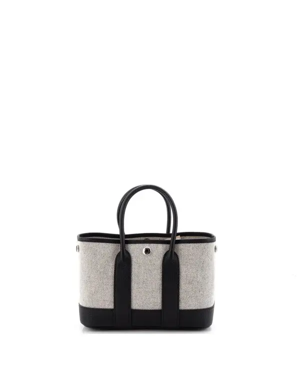 Hermès Neo Garden 23 Canvas & Leather Logo Engraved Hardware Tote - Black