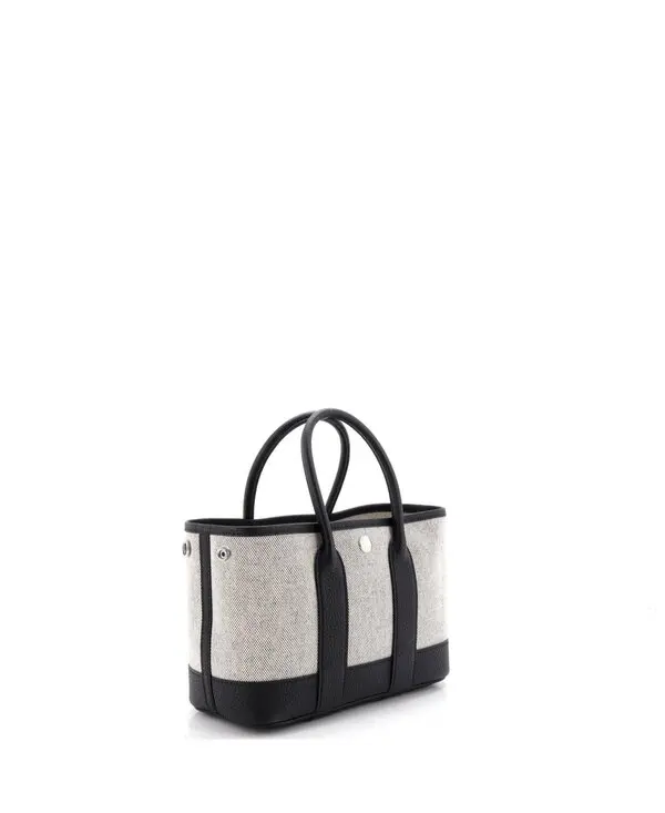 Hermès Neo Garden 23 Canvas & Leather Logo Engraved Hardware Tote - Black