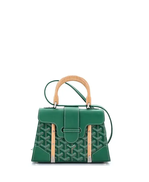 Goyard Structured Saigon Top Handle Bag Coated Canvas With Leather - Green