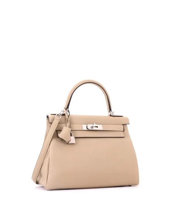 Hermès Kelly 28 Handbag Light Clemence With Palladium Hardware - Trench