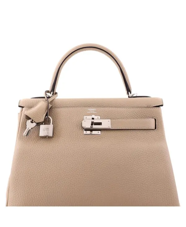 Hermès Kelly 28 Handbag Light Clemence With Palladium Hardware - Trench