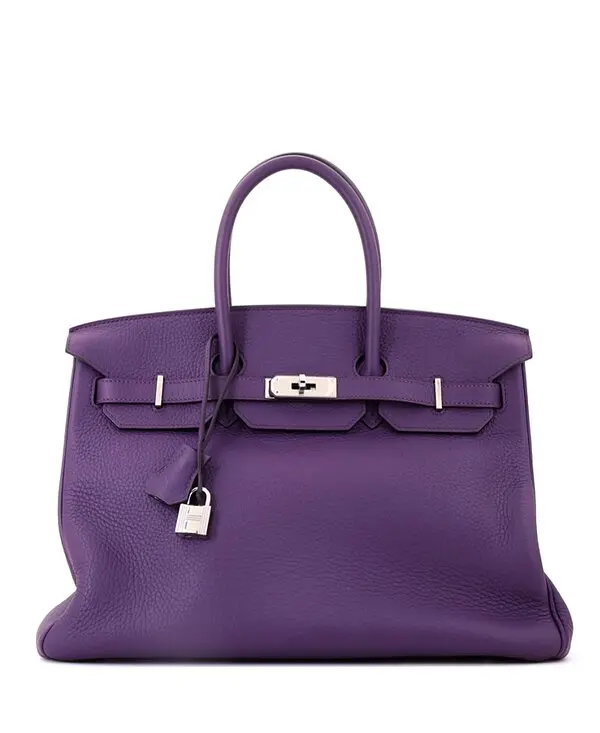 Hermès Birkin 35 Clemence Leather Palladium Hardware Satchel - Ultraviolet