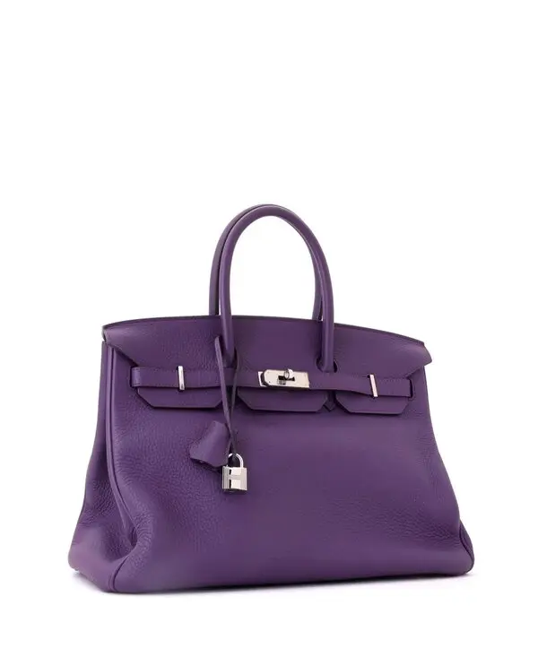 Hermès Birkin 35 Clemence Leather Palladium Hardware Satchel - Ultraviolet