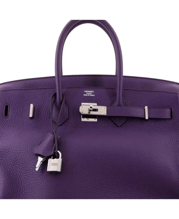 Hermès Birkin 35 Clemence Leather Palladium Hardware Satchel - Ultraviolet
