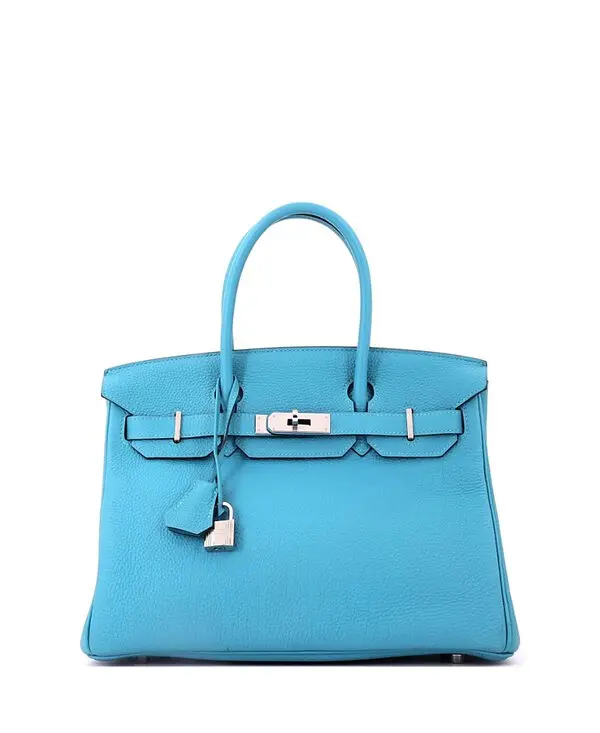 Hermès Birkin 30 Togo Leather Palladium Hardware Top Handle Bag - Turquoise
