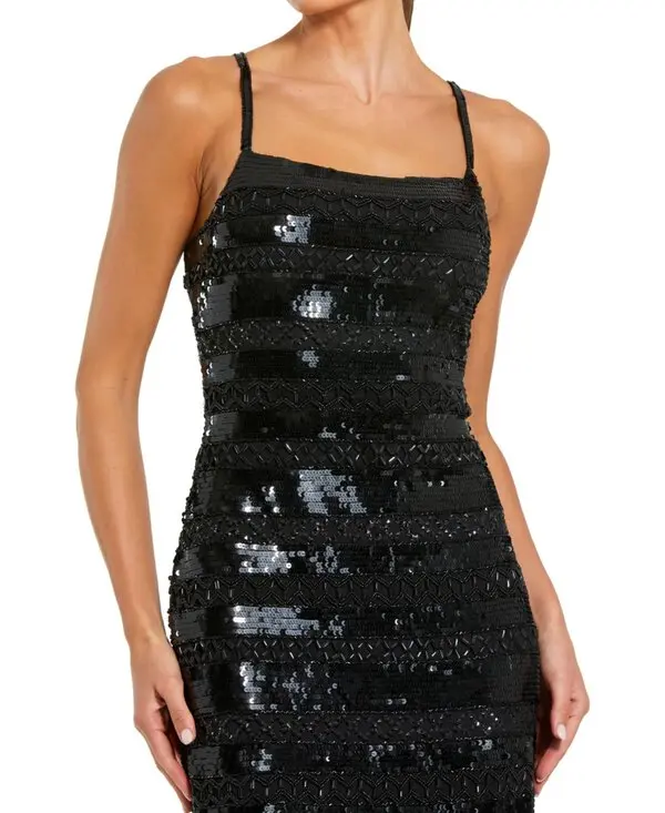 Mac Duggal Embellished Spaghetti Strap Midi Dress
