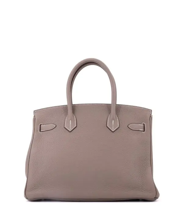 Hermès Birkin 30 Clemence Leather Palladium Hardware Handbag - Etoupe