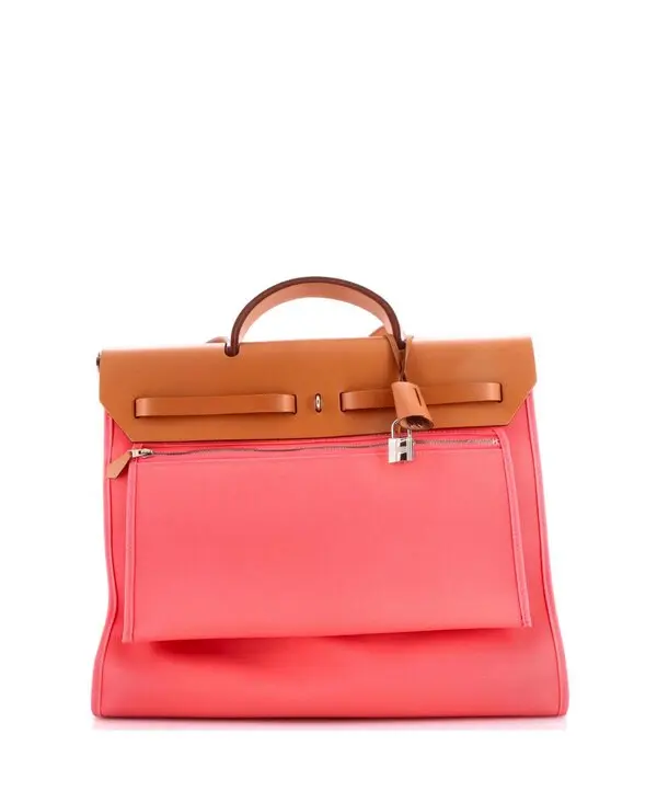 Hermès 39 Herbag Zip Leather And Toile