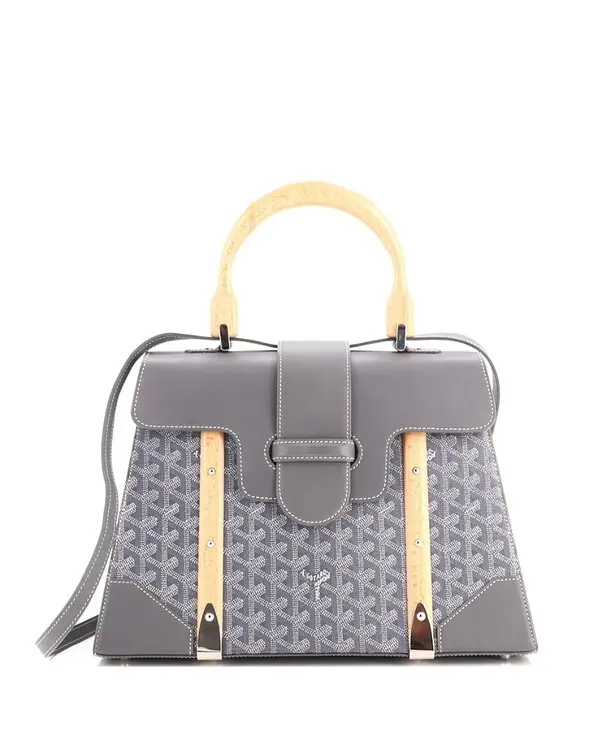Goyard Mm Saigon Top Handle Bag Coated Canvas With Leather - Gray