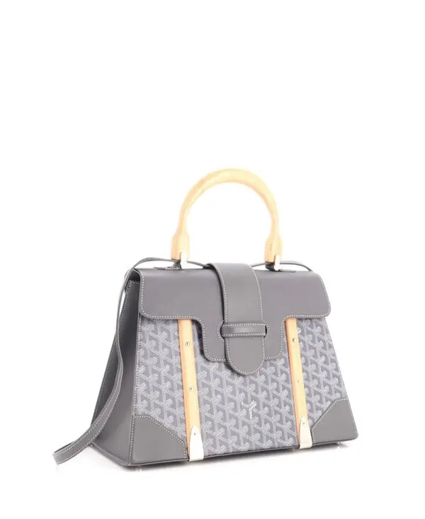Goyard Mm Saigon Top Handle Bag Coated Canvas With Leather