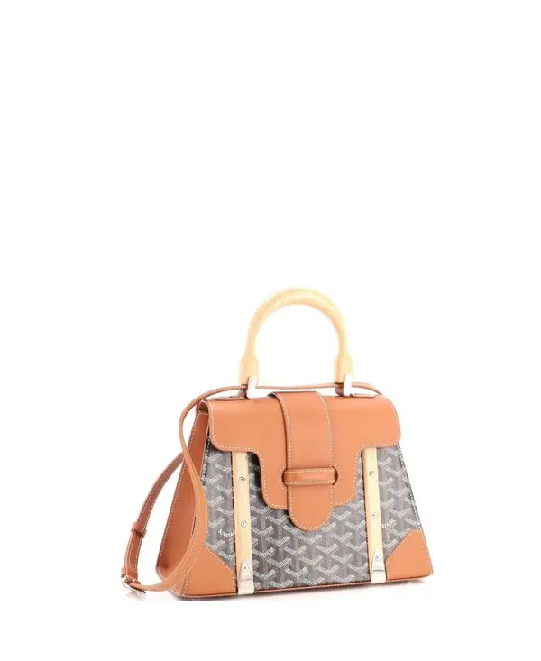 Goyard Pm Saigon Top Handle Bag Coated Canvas With Leather