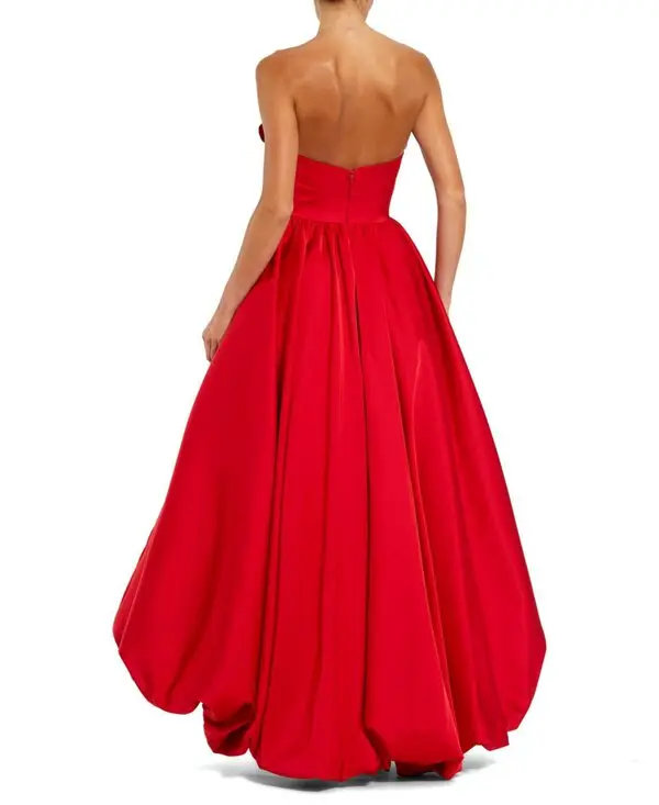 Mac Duggal Strapless Bubble Hem High Low Ball Gown