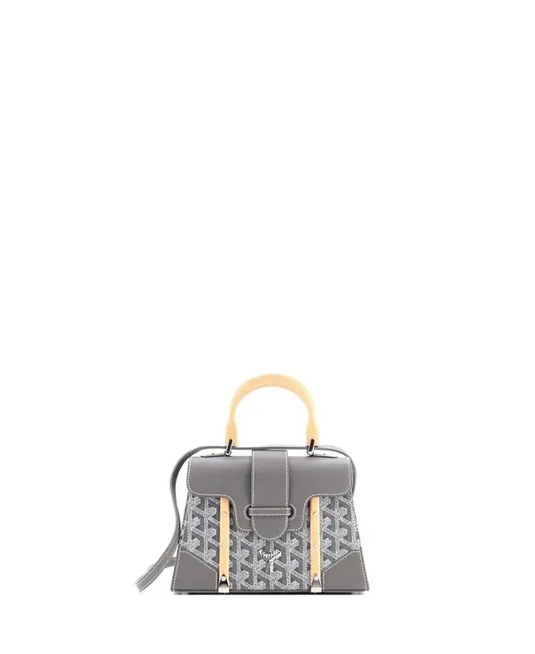 Goyard Structured Saigon Top Handle Bag Coated Canvas With Leather - Gray