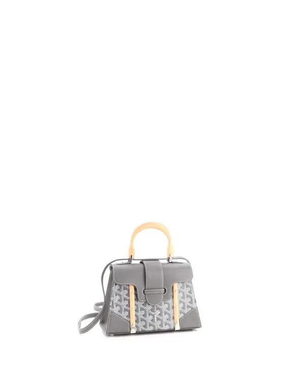 Goyard Structured Saigon Top Handle Bag Coated Canvas With Leather - Gray