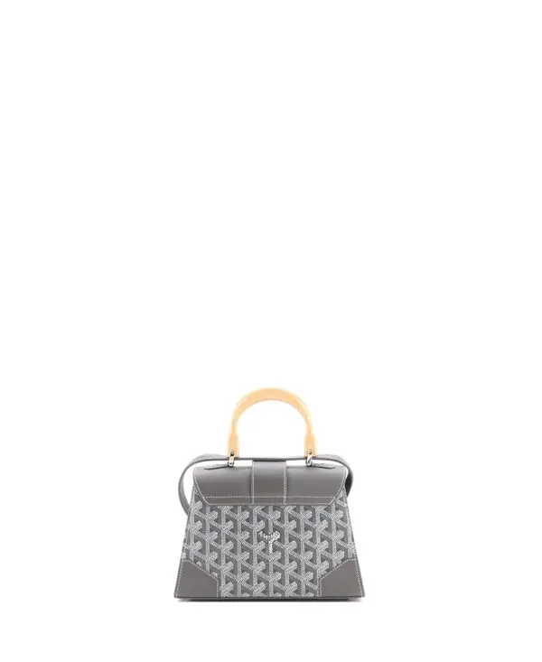 Goyard Structured Saigon Top Handle Bag Coated Canvas With Leather - Gray