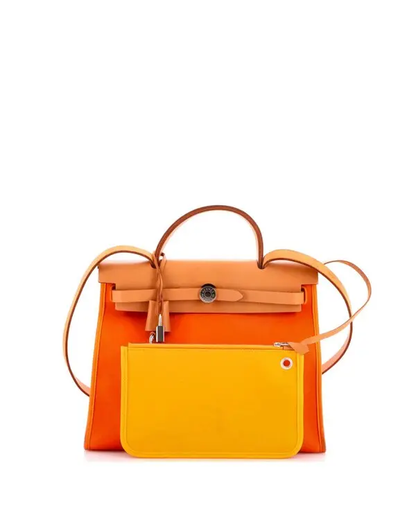 Hermès 31 Herbag Zip Leather And Toile