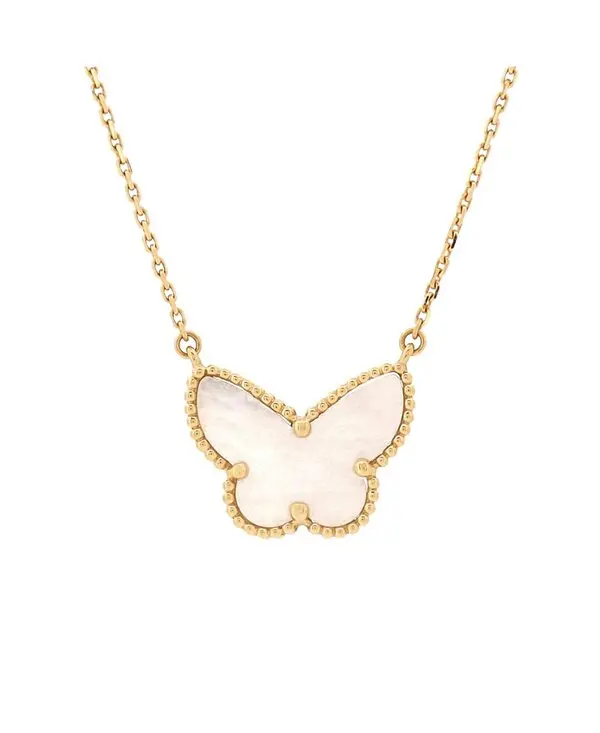 VAN CLEEF & ARPELS Lucky Alhambra Butterfly Pendant Necklace 18k With Mother Of Pearl, 16.5 - Gold