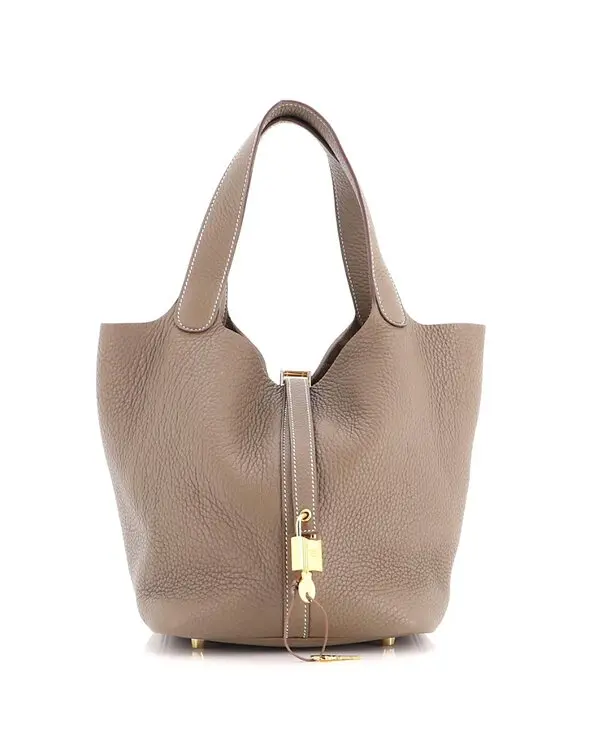 Hermès Mm Picotin Lock Bag Clemence - Gray