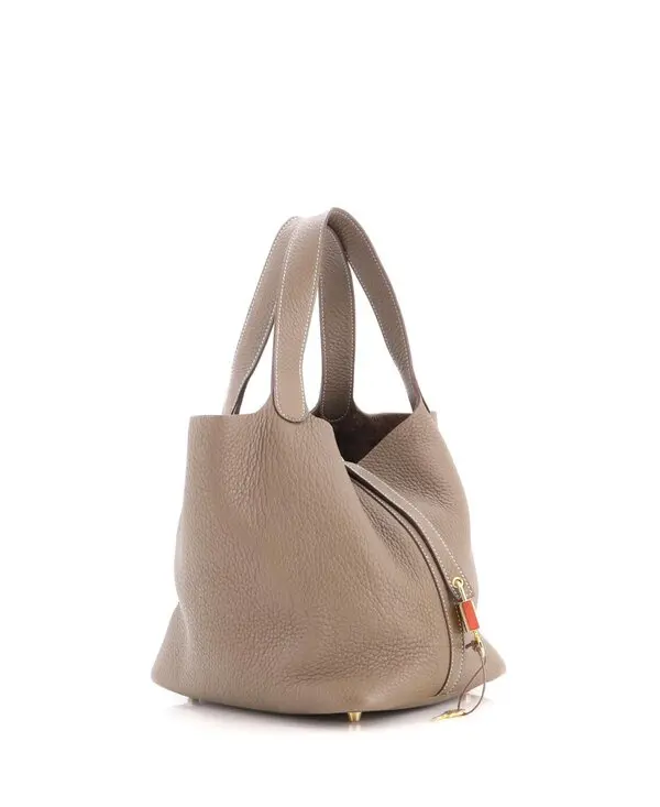 Hermès Mm Picotin Lock Bag Clemence - Gray