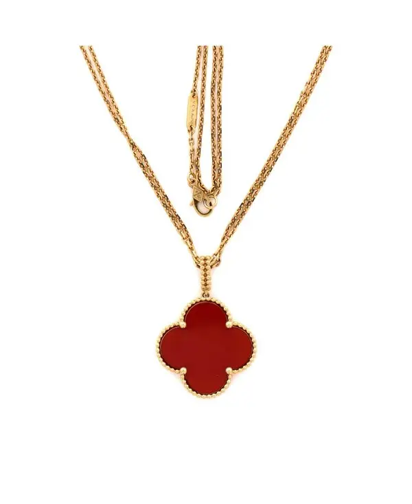 VAN CLEEF & ARPELS Magic Alhambra Pendant Long Necklace 18k And Carnelian, 35.5
