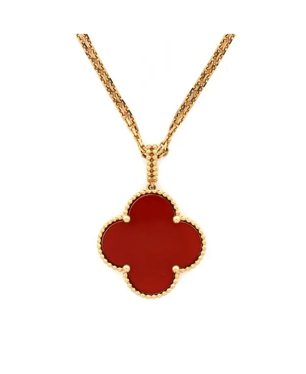 VAN CLEEF & ARPELS Magic Alhambra Pendant Long Necklace 18k And Carnelian, 35.5