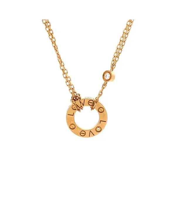 CARTIER 2 Diamonds Love Pendant Necklace 18k And Diamonds, 16.5 - Gold