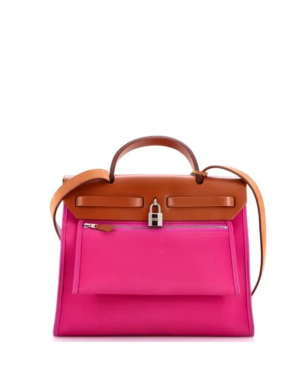 Hermès 31 Herbag Zip Leather And Toile - Pink