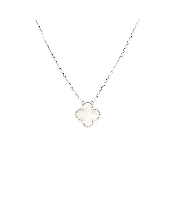 VAN CLEEF & ARPELS Vintage Alhambra Pendant Necklace 18k Gold And Mother Of Pearl, 16.25 - White