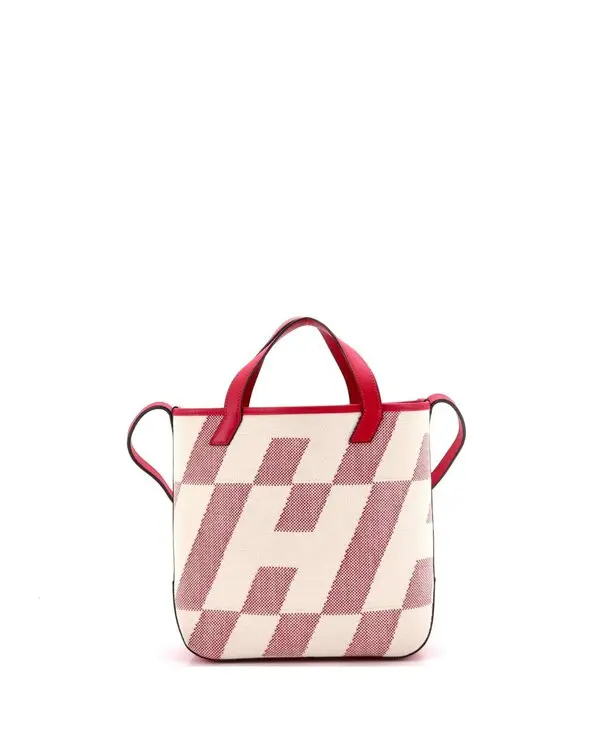 Hermès 27 Cabas H En Biais Tote Canvas With Leather - Pink