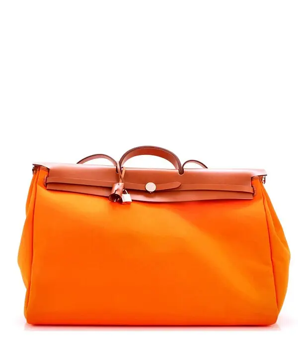 Hermès Herbag Cabine Toile And Leather - Orange
