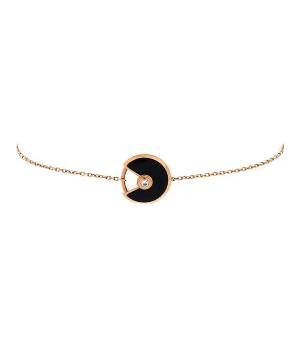 CARTIER Xs Amulette De Bracelet 18k Rose Gold With Diamond And Onyx - Pink