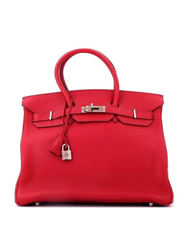 Hermès Birkin 35 Handbag Red Vache Trekking With Palladium Hardware - Rouge Garance