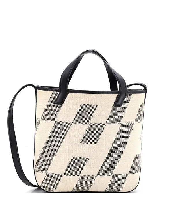 Hermès 27 Cabas H En Biais Tote Canvas With Leather - Black