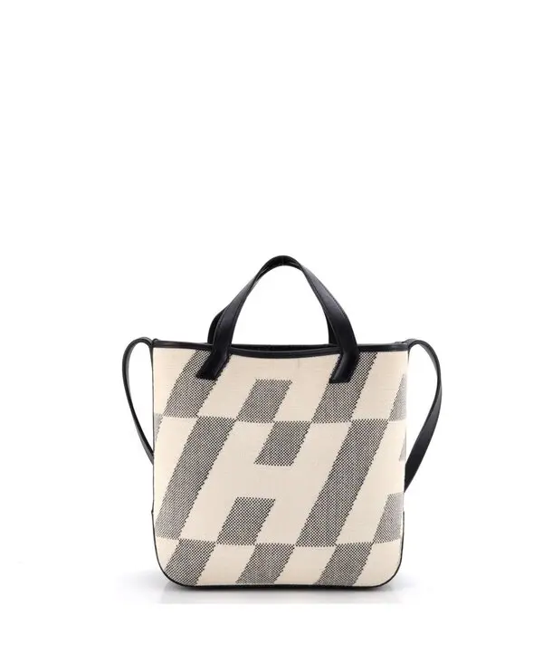 Hermès 27 Cabas H En Biais Tote Canvas With Leather - Black
