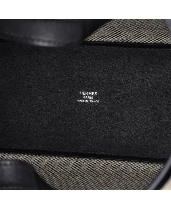 Hermès 27 Cabas H En Biais Tote Canvas With Leather - Black