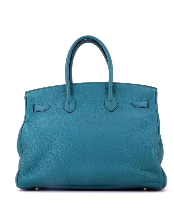 Hermès Birkin 35 Handbag Blue Clemence With Gold Hardware
