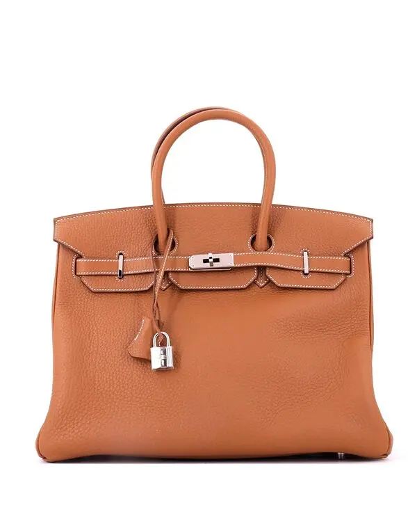 Hermès Birkin 35 Handbag Brown Fjord With Palladium Hardware - Gold