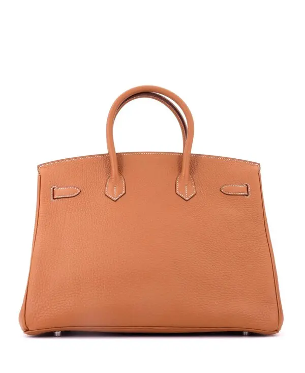 Hermès Birkin 35 Handbag Brown Fjord With Palladium Hardware - Gold